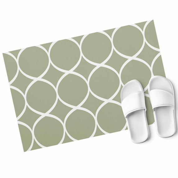 Abstract Geometric Door Mat White Twisted Lines Green Background Non ...