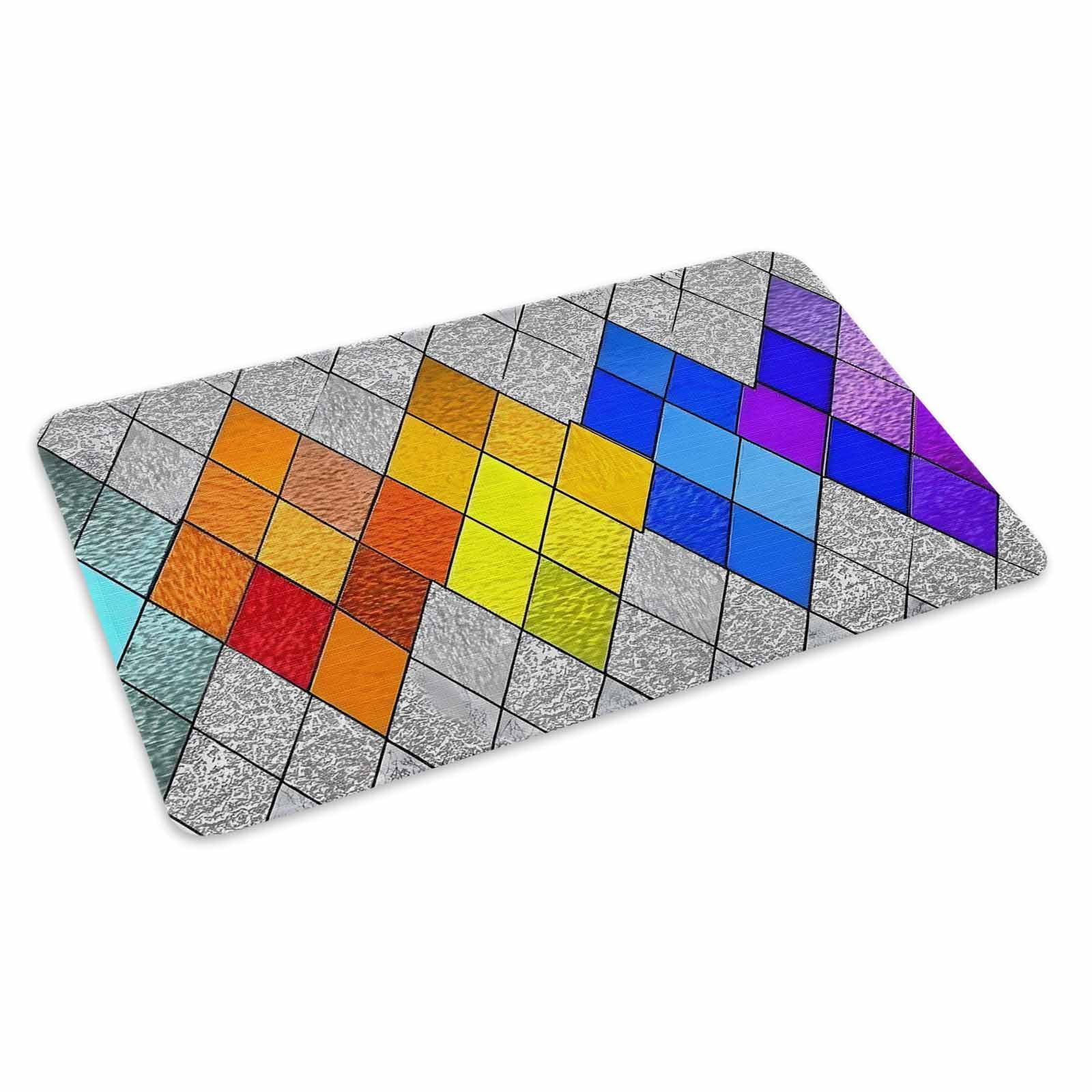 Abstract Geometric Doormat Modern Gradient Argyle Glass Colored Blocks ...