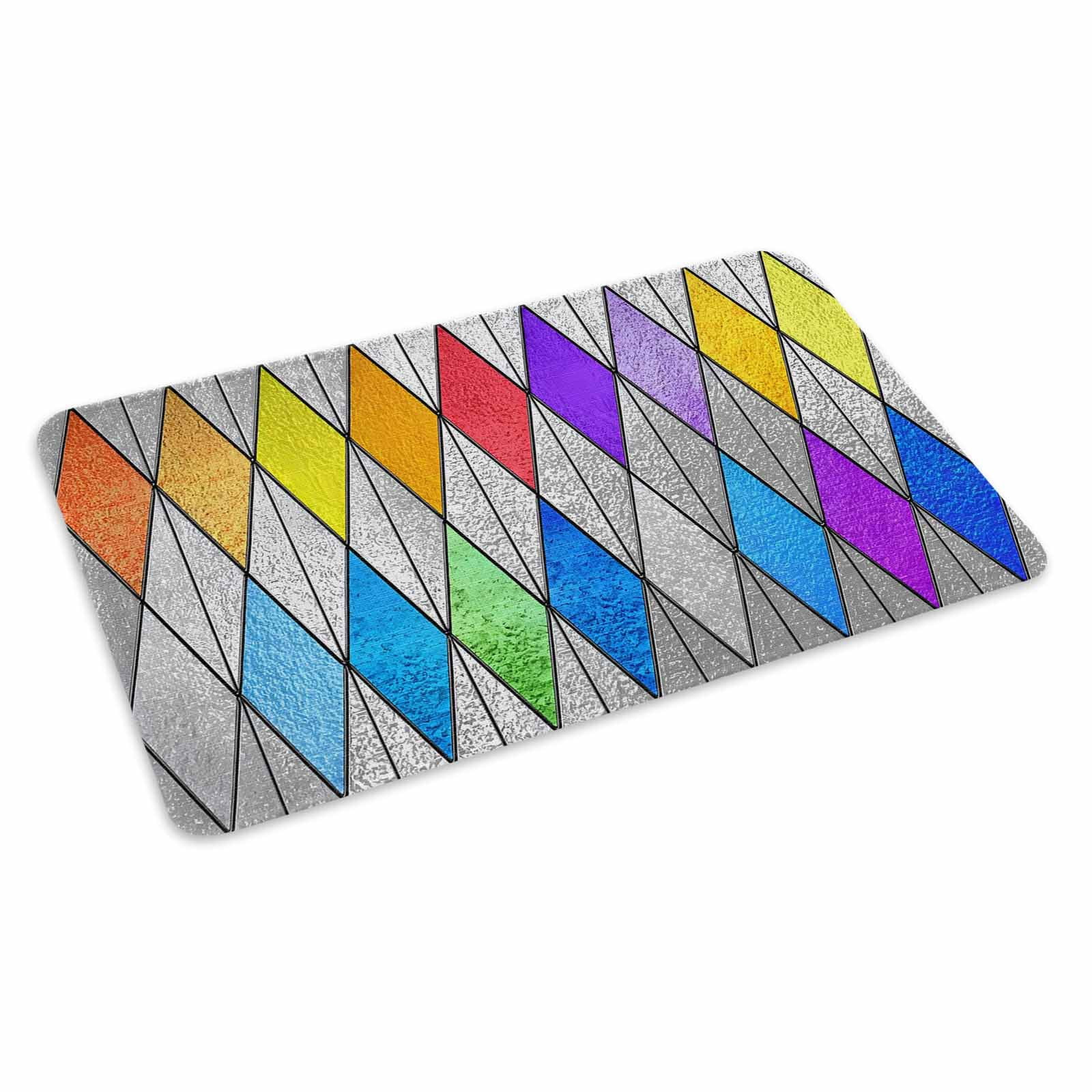 Abstract Geometric Doormat Modern Rainbow Argyle Color Blocks Stripe ...