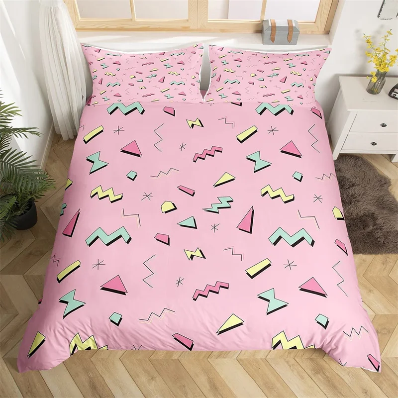 Abstract Geometric Duvet Cover King Retro 80s 90s Style Bedding Set ...