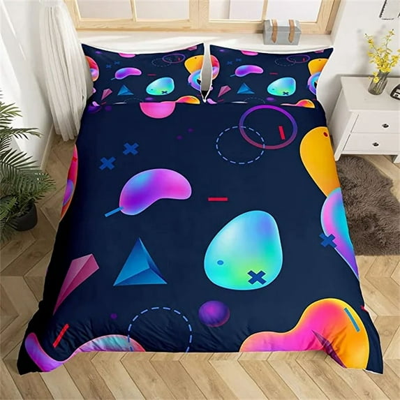 Abstract Geometric Duvet Cover King Retro 80s 90s Style Bedding Set ...