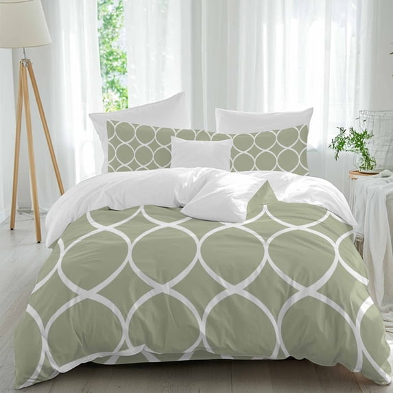 Abstract Geometric Duvet Cover Set Queen Size, White Twisted Lines ...