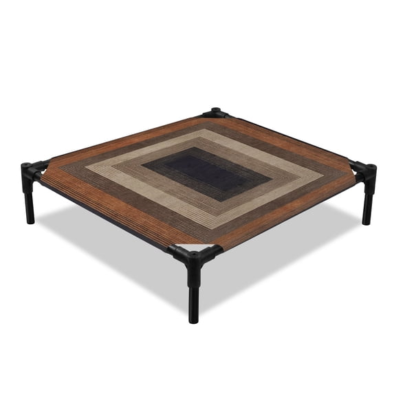 Abstract Geometric Elevated Dog Bed, Black and Brown Wood Grain Texture ...