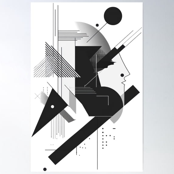 Abstract Geometric Face Modern Minimalist Line Art Poster Wall Art ...