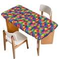 Abstract Geometric Fitted Rectangle Tablecloth 32" x 72" Color Modern ...