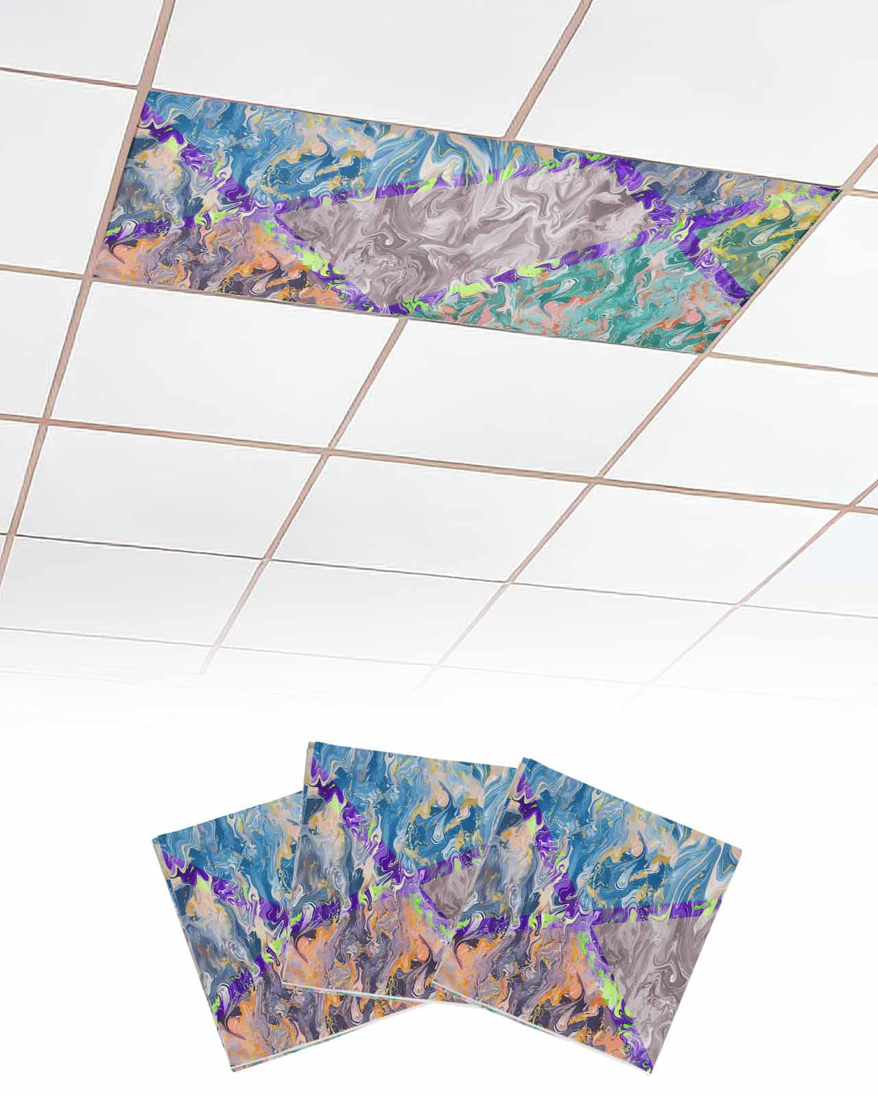 Abstract Geometric Fluorescent Light Covers for Ceiling Lights 4x2 feet ...