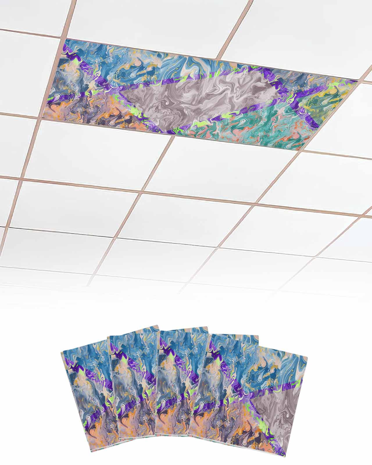 Abstract Geometric Fluorescent Light Covers for Ceiling Lights 4x2 feet ...