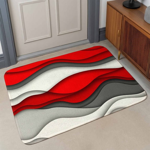 Abstract Geometric Front Door Mat Indoor Entrance, Red Gray Gradient ...