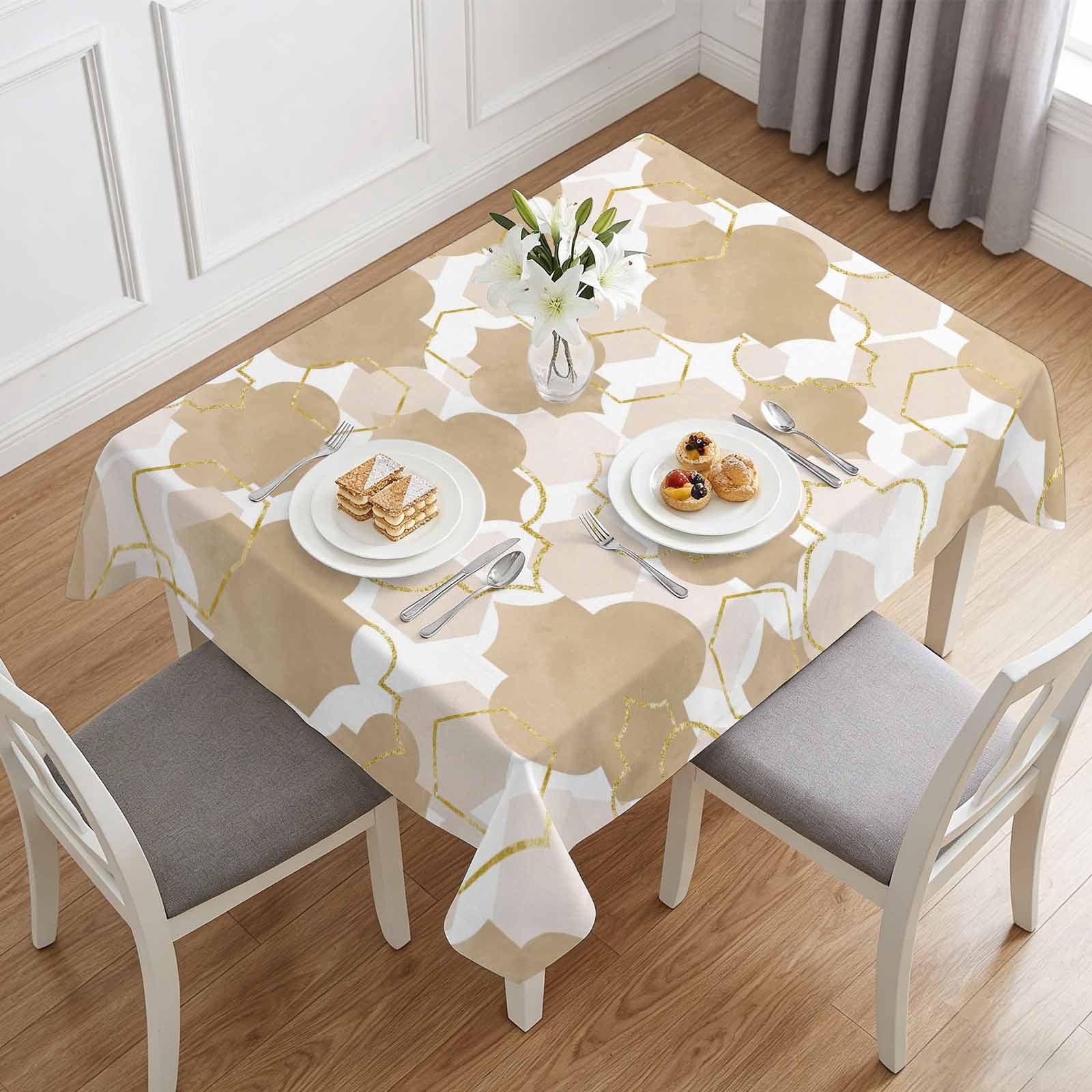 Abstract Geometric Gold Diamond Table Cloth 60x84in, Waterproof ...
