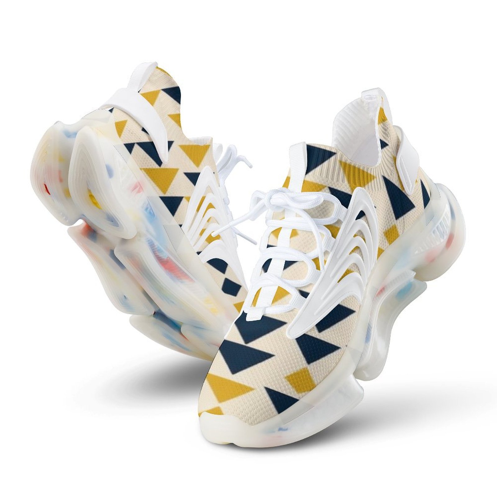 Abstract Geometric Gold Navy Pattern Walking Shoes for Men Woman ...