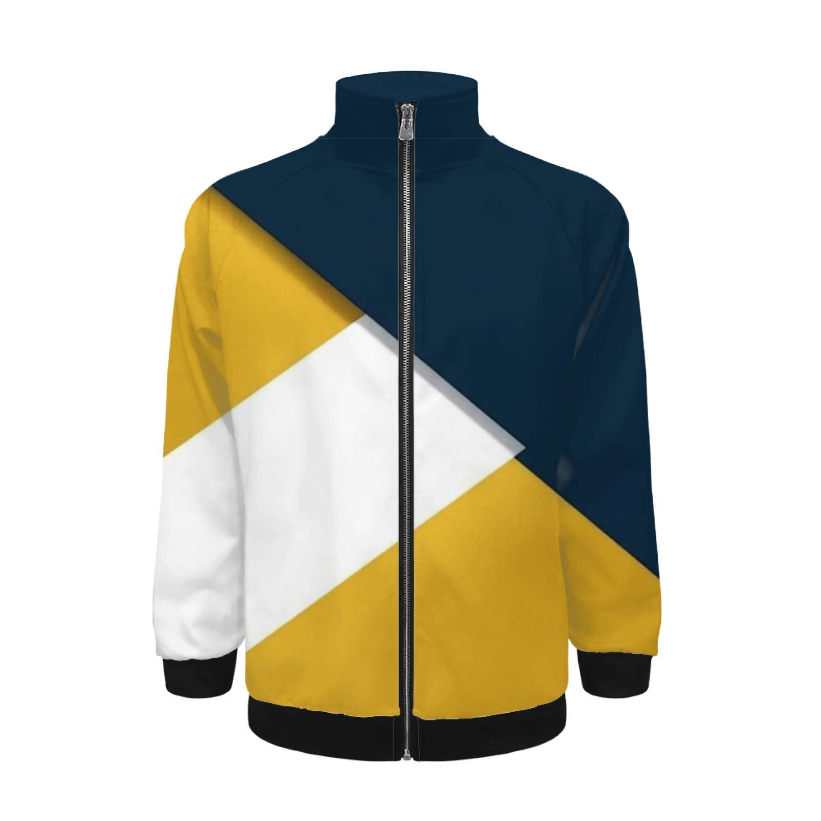 Abstract Geometric Gold Navy White Jacket Men's Street Cool Long ...