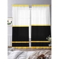 Abstract Geometric Golden Lines Sheer Curtains 2 Panels Set Modern ...