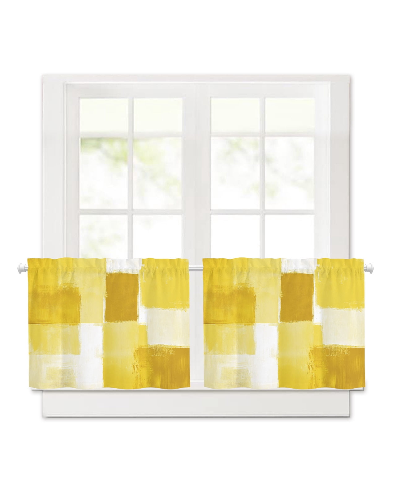 Abstract Geometric Graffiti Square Short Blackout Curtains 24 Inch Long ...