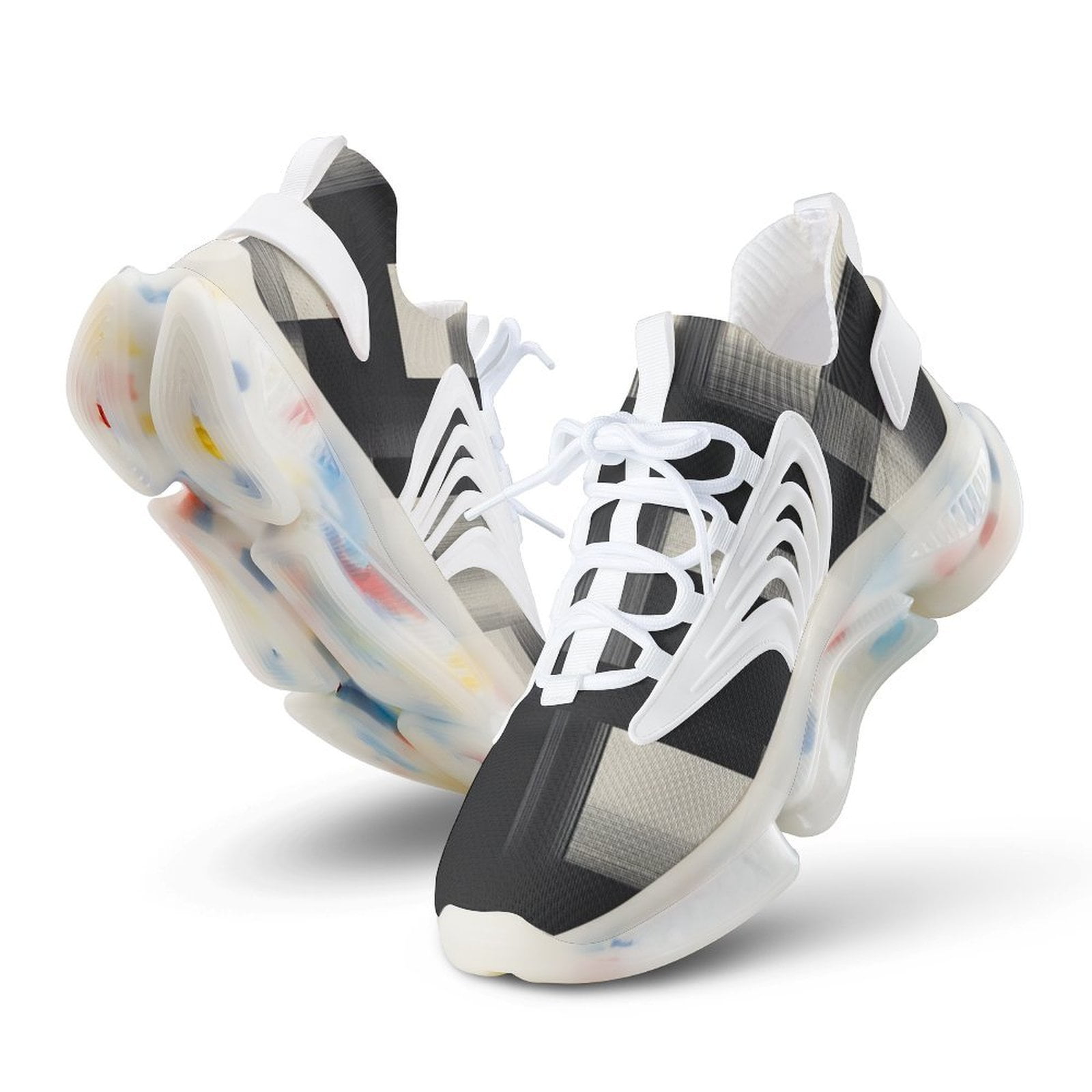 Abstract Geometric Grayscale Pattern Walking Shoes for Men Woman ...