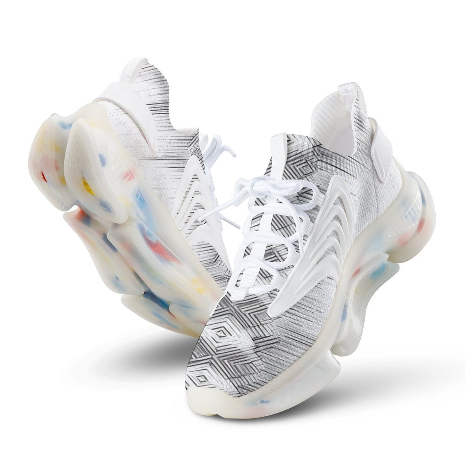 Abstract Geometric Grayscale Pattern Walking Shoes for Men Woman ...