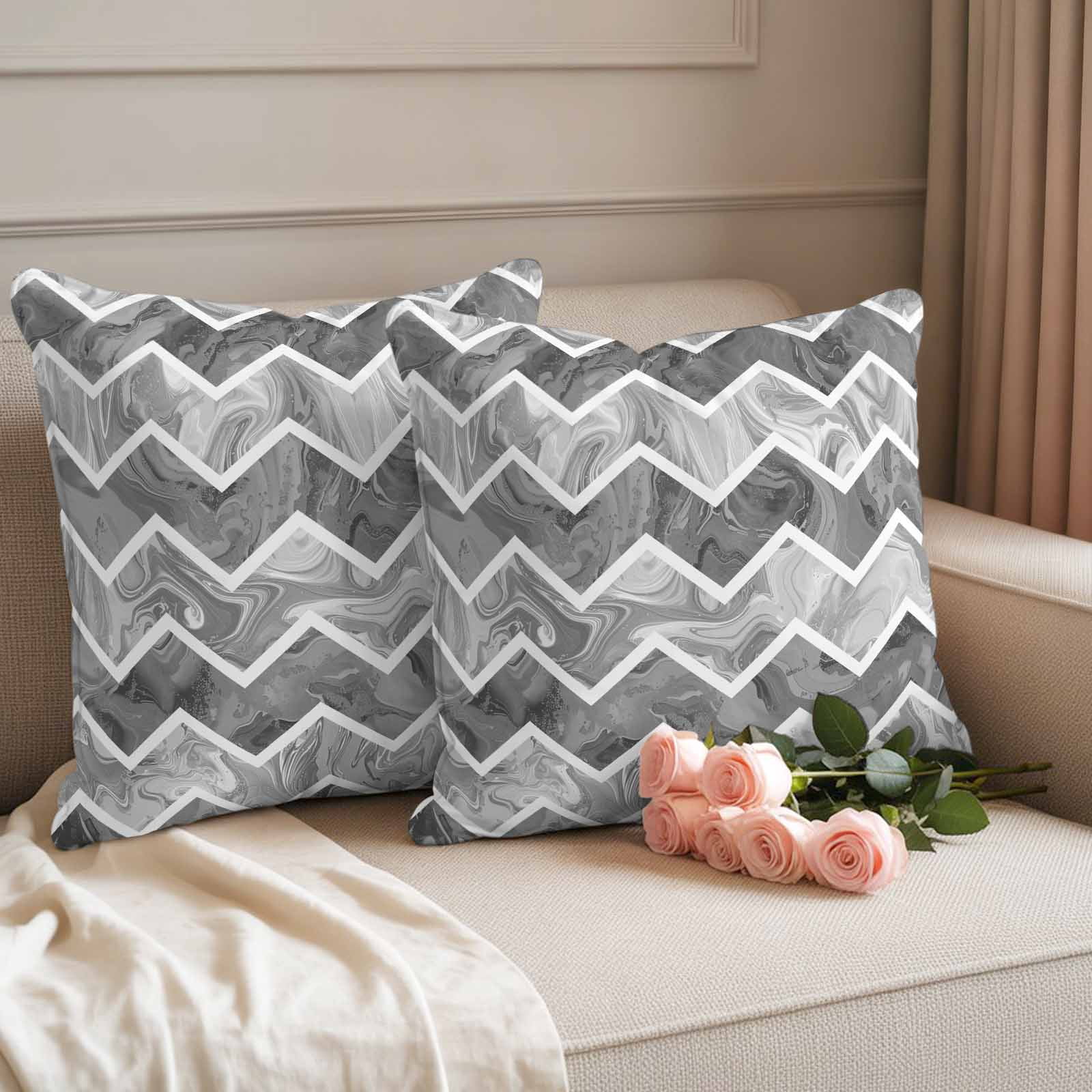 Abstract Geometric Grey Stripe Zigzag Chevron Waterproof Throw Pillow ...