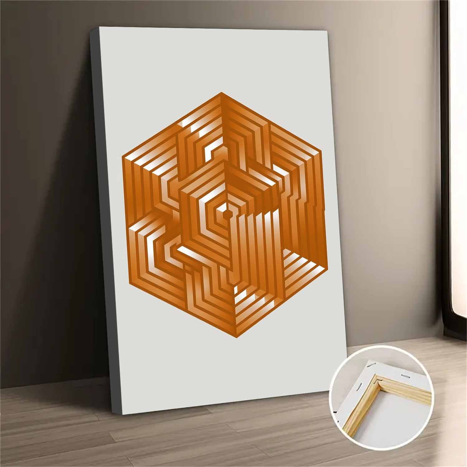 Abstract Geometric Hexagon Canvas Wall Art Print For Bedroom - Walmart.com