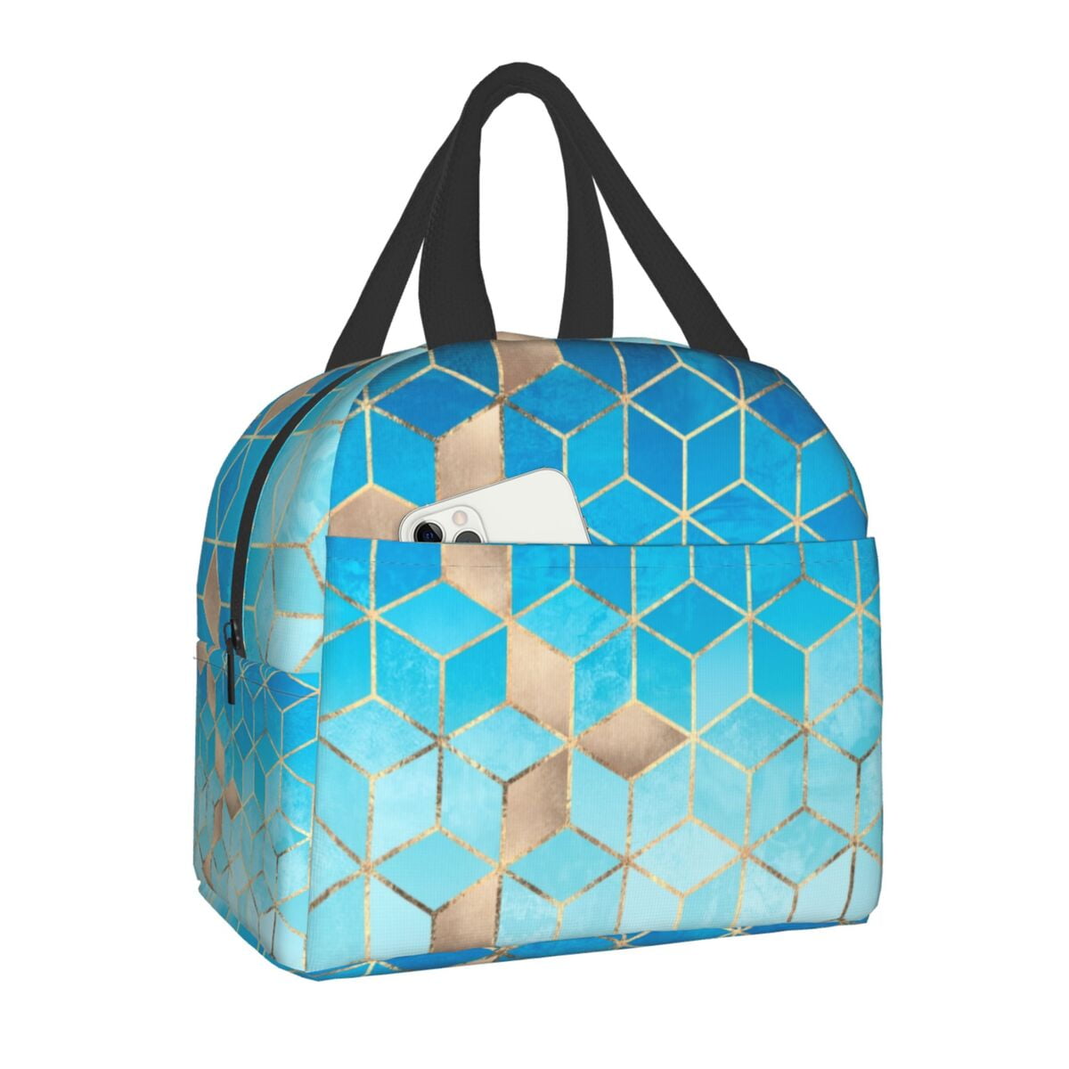 Abstract Geometric Hexagons Lunch Bags Men Women Cooler Warm Insulated ...