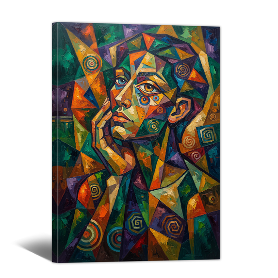 Abstract Geometric Human Face Canvas Wall Art Mid Century Inspired ...