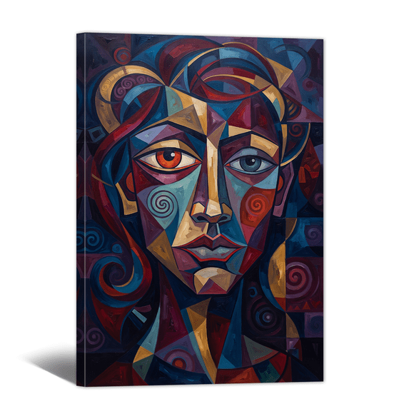 Abstract Geometric Human Face Canvas Wall Art Mid Century Inspired ...