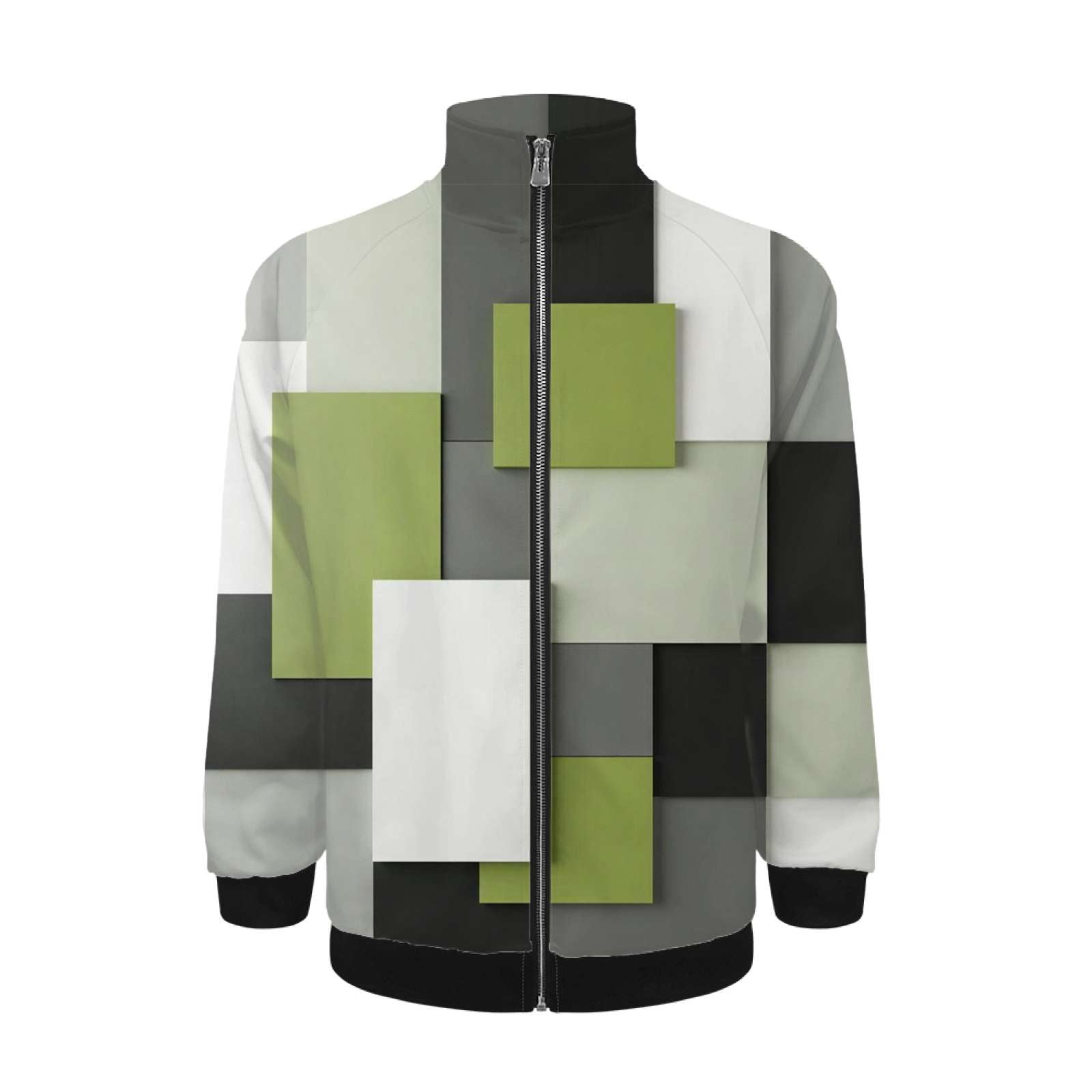 Abstract Geometric In Green White Black Grey Jacket Men's Street Cool ...