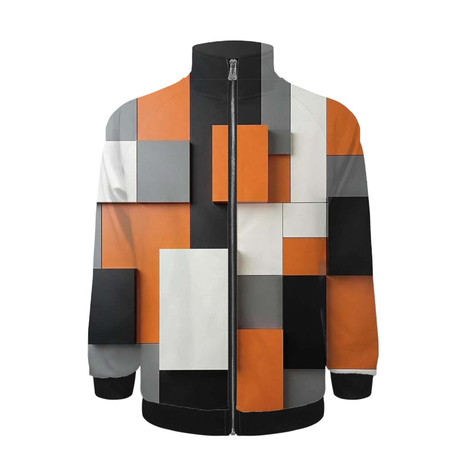 Abstract Geometric In Orange White Black Grey Jacket Men's Street Cool Long Sleeves Coat ...