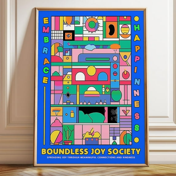 Abstract Geometric Joy Poster: Vibrant Modern Wall Art UNFRAMED PAPER ...