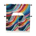 Abstract Geometric Kitchen Curtains Set for Windows 3 Piece Cafe ...