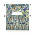 Abstract Geometric Kitchen Curtains Set for Windows 3 Piece Cafe ...