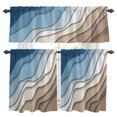 Abstract Geometric Kitchen Curtains Set for Windows, Blue Brown ...