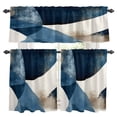 Abstract Geometric Kitchen Curtains Set for Windows, Blue Gold Beige ...
