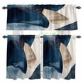 Abstract Geometric Kitchen Curtains Set for Windows, Dynamic Deep Blue ...