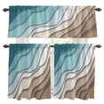 Abstract Geometric Kitchen Curtains Set for Windows, Teal Brown ...