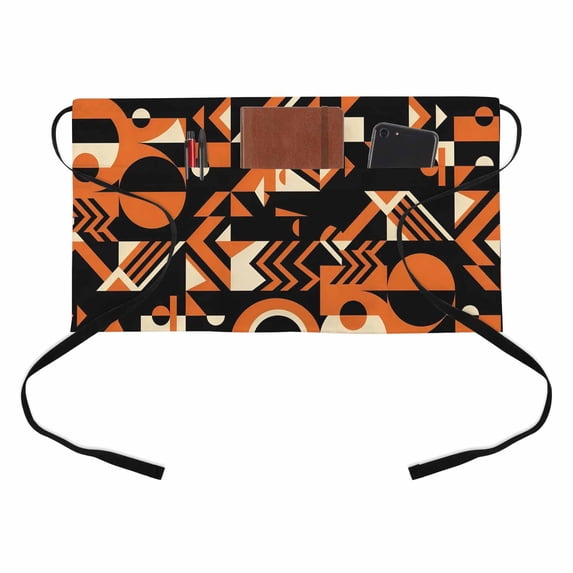 Abstract Geometric Kitchen Restaurant Half Waist Apron, Orange Bold ...