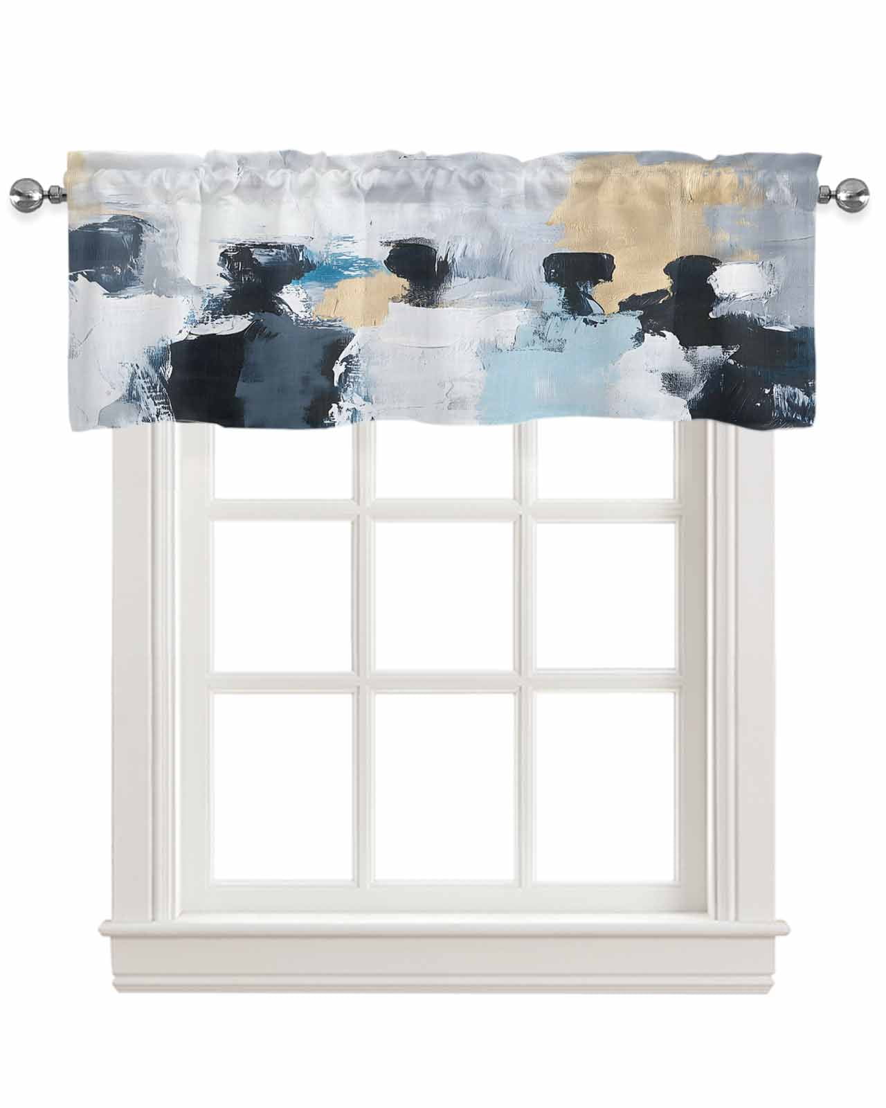 Abstract Geometric Kitchen Valances for Windows Farmhouse Linen Window ...