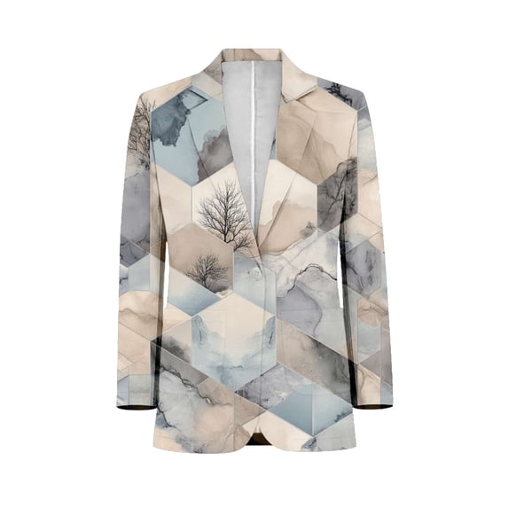 Abstract Geometric Landscape Art Men Blazers Slim Clothing Summer ...