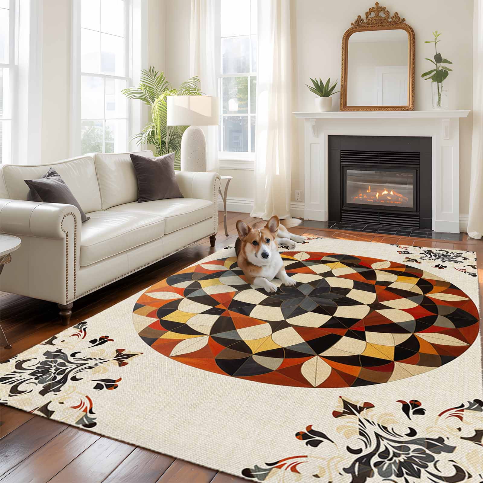 Abstract Geometric Large Area Rugs 5x8 ft Color Blocks Lines Circles ...
