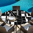 Abstract Geometric Lattice Pattern Round Fitted Tablecloth with Elastic ...