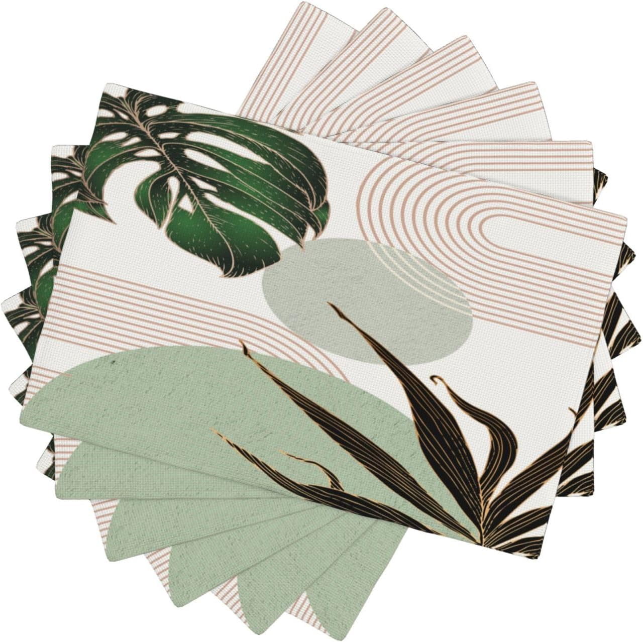 Abstract Geometric Leaf Placemats for Dining Tables,Wipeable Placemat ...