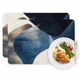 Abstract Geometric Leather Placemats Set of 2, 12x18 Inch, Blue Gold ...