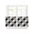 Abstract Geometric Leopard Plaid Short Blackout Curtains 30 Inch Long ...