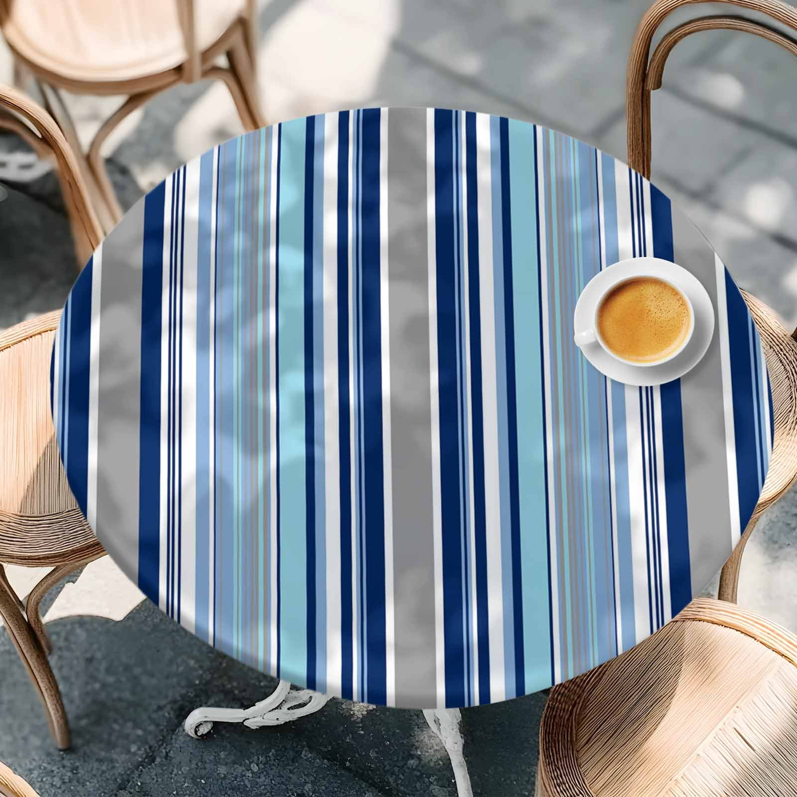 Abstract Geometric Line Minimalist Art Round Fitted Tablecloth with ...