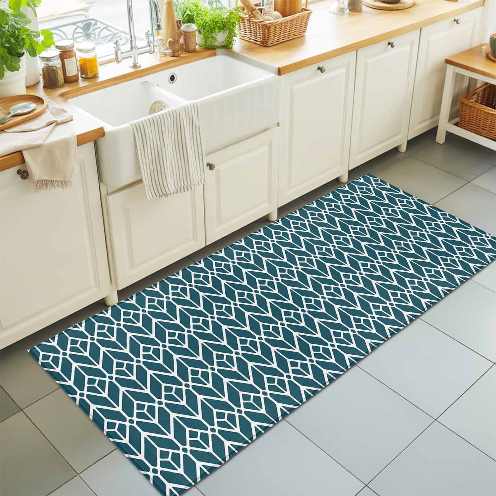 Abstract Geometric Line Style Rectangle Rug 2'x6' Modern Diamond on ...