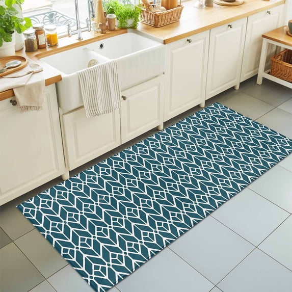 Abstract Geometric Line Style Rectangle Rug 2'x6' Modern Diamond on ...