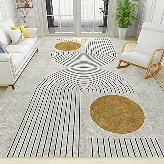 Abstract Geometric Lines Area Rug, Non Slip Easy Care Kids Rugs ...