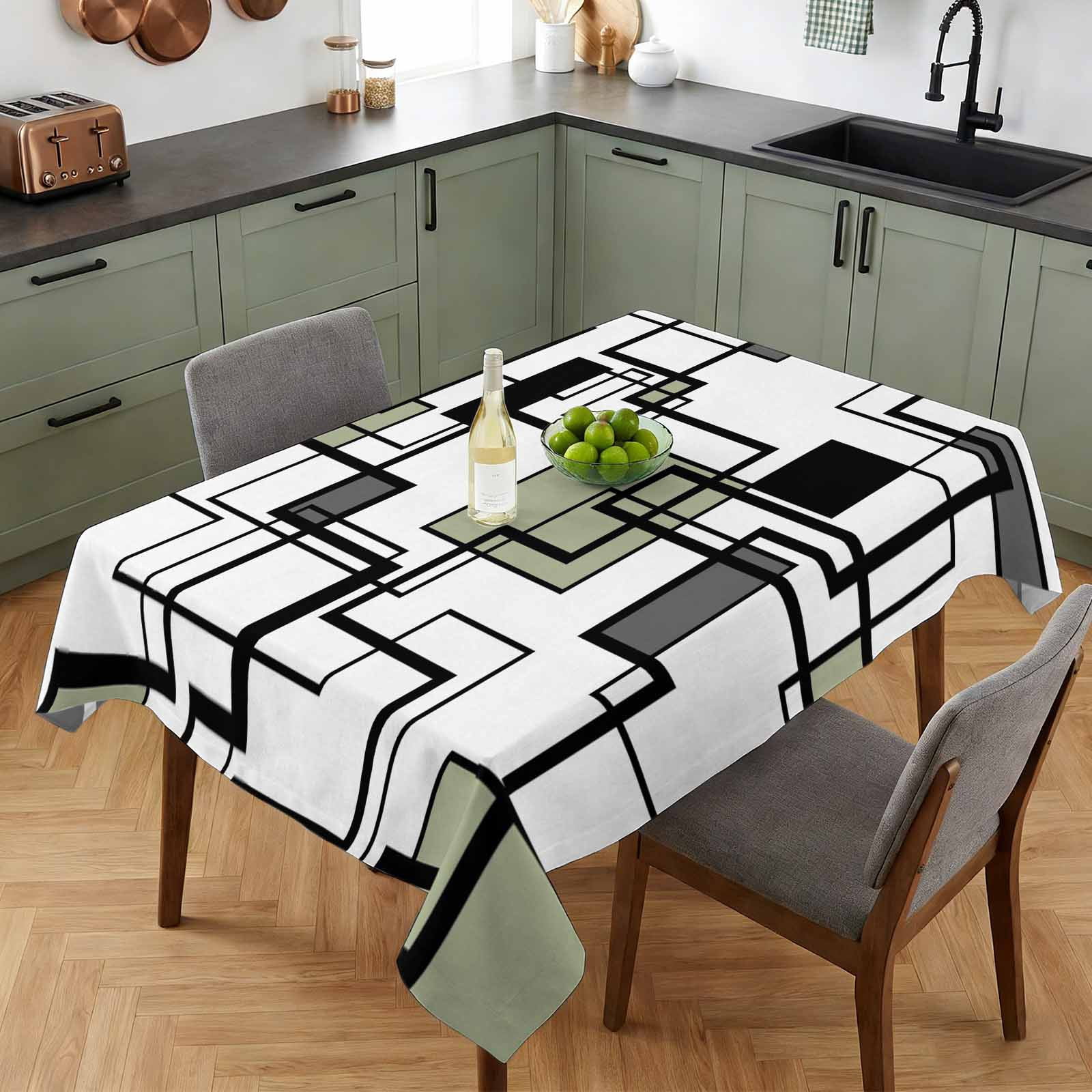 Abstract Geometric Lines Art Table Cloth 52x70in, Waterproof Rectangle ...
