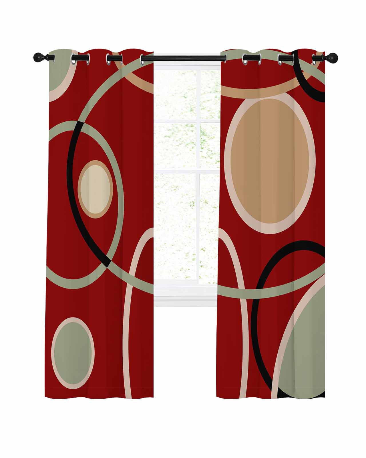 Abstract Geometric Lines Blackout Curtains 63 Inch Length Circular ...