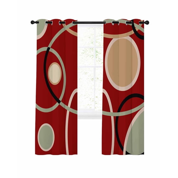 Abstract Geometric Lines Blackout Curtains 63 Inch Length Circular ...