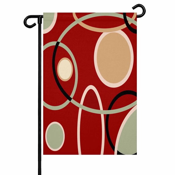 Abstract Geometric Lines Garden Flag 28x40 Inch Circular Texture Red ...