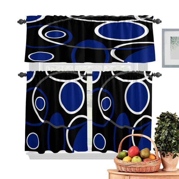 Abstract Geometric Lines Kitchen Curtains Valances 3 Piece Set ...
